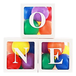 First Birthday Decorations for Boy Girls, ONE Balloon Boxes with Rainbow Balloons, ONE Blocks for Cartoon Watermelon Street Rainbow Theme Baby 1st Birthday Backdrop, Cake Smash Photo Props