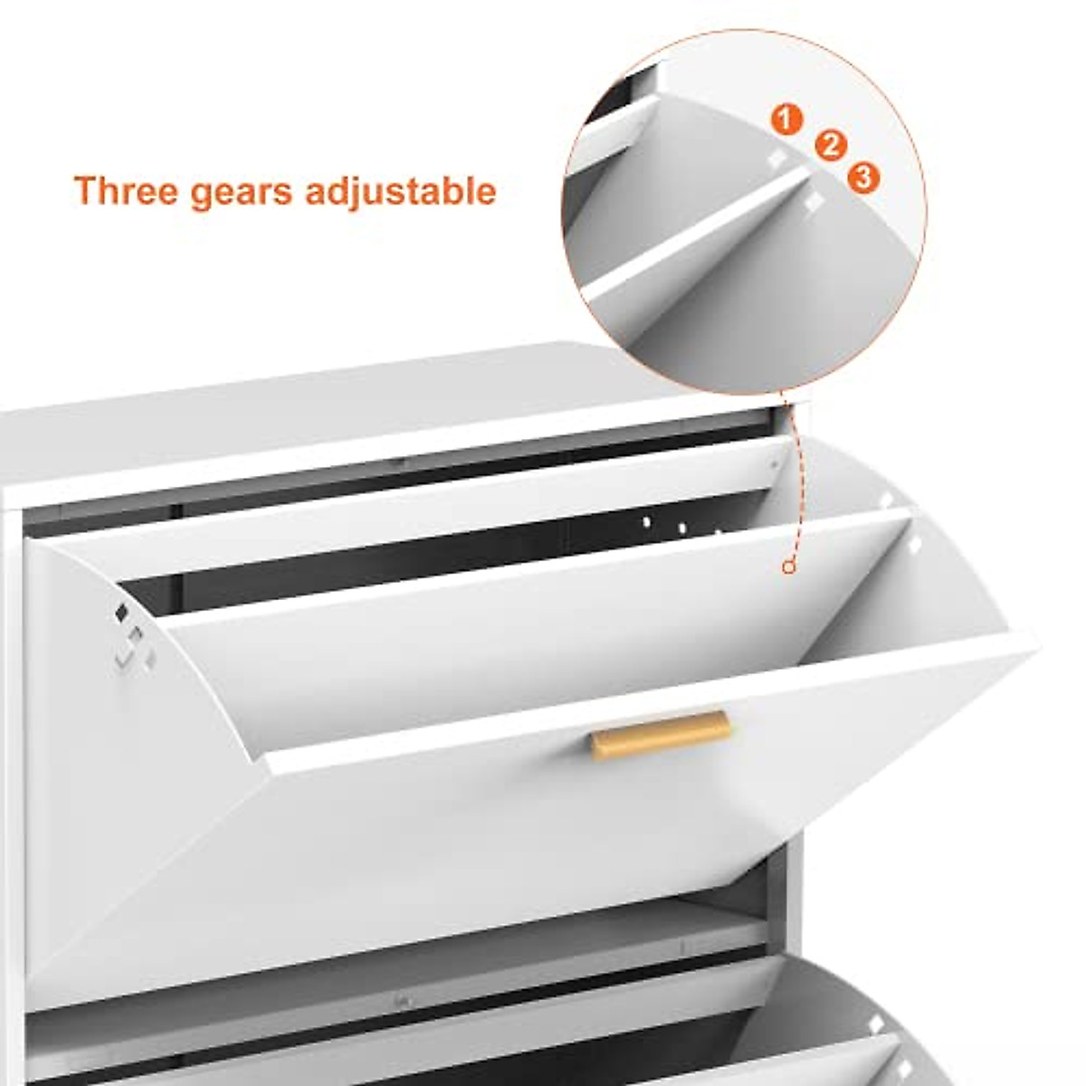 Wekity 3 Drawer All Steel Shoe Cabinet, Freestanding Shoe Rack Storage Organizer with Flip Door, Modern Tipping Bucket Shoe Cabinet for Entryway, Hallway, Bedroom (White)