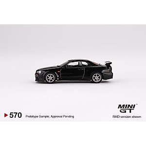 True Scale Miniatures Model Car Compatible with Nissan Skyline GT-R (R34) V-Spec Black Pearl Limited Edition 1/64 Diecast Model Car MGT00570