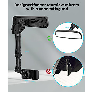 Karmus Mirror Phone Holder, Portable Electronic Device Mount. Compatible with All Cell Phones, Rotatable & Retractable. Ideal for Cars & Trucks
