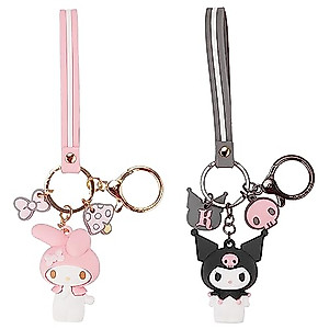 Moonjam Keychain for Women Girls Anime Keychains, Hello Kitty, My Melody, Kuromi, Cinnamoroll, Pompompurin Cartoon Kawaii Keychain [1/3/5/7Pcs]