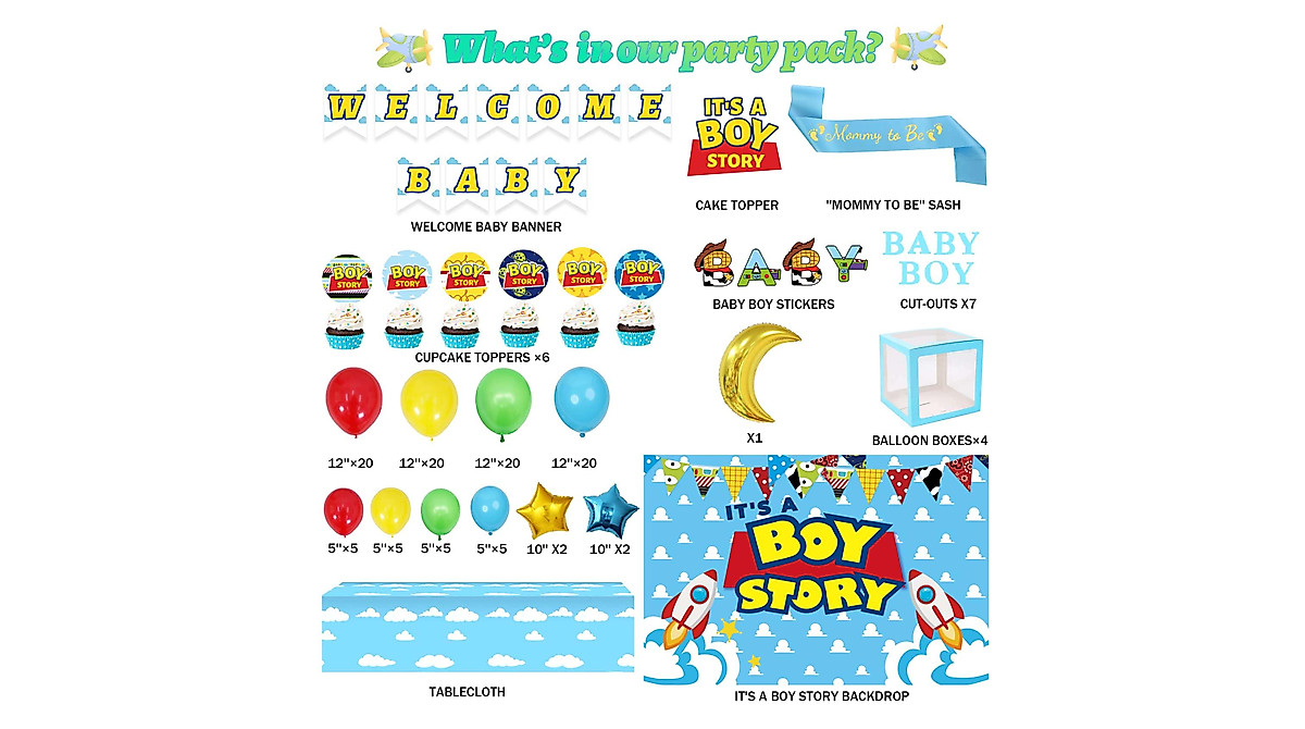 Party Inspo Toy-Themed Baby Shower Decorations Kit