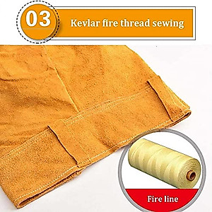 Cylele Mgg Overalls Cowhide Welding Suit Denim Breathable Welder Protective Suit,Brown,3XL