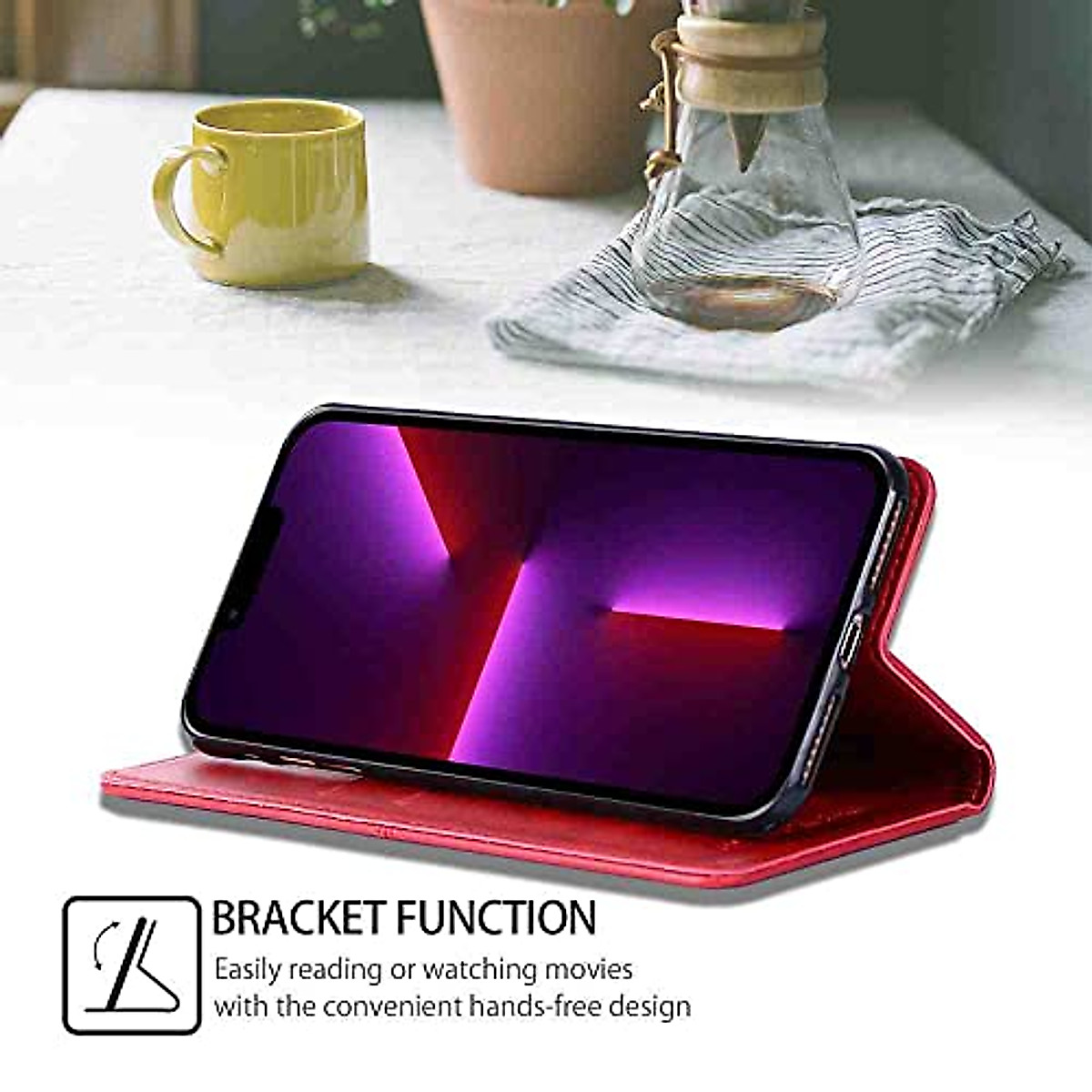 BANLEI2U Phone Cover Wallet Folio Case for Oppo Reno 2, Premium PU Leather Slim Fit Cover for Reno 2, Luxury, Red
