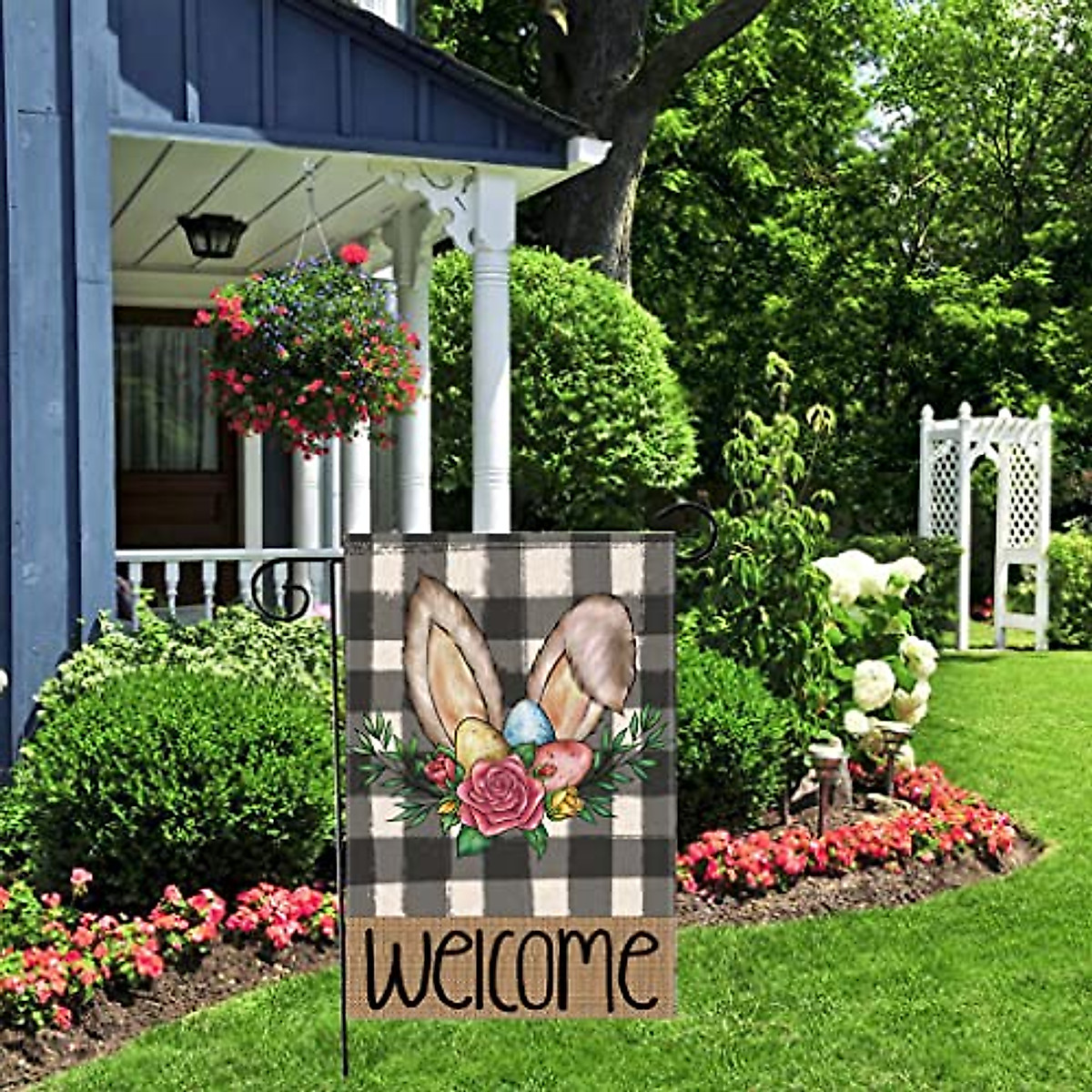 Easter Garden Flag 12 x 18 Inch Vertical Buffalo Plaid Double Sided Decorative Welcome Easter Bunny Ears Easter Decor for Outside Yard Outdoor Farmhouse Easter Decorations…