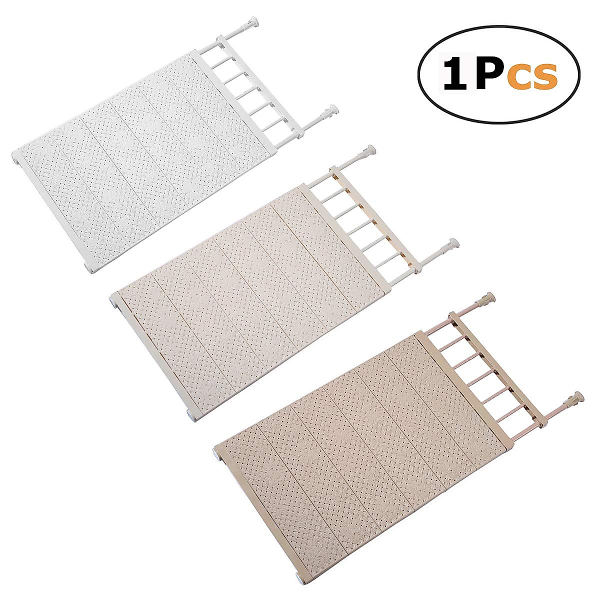 In kds Scalable Layered Separator Updated Version Adjustable Storage Rack Shelf for Wardrobe Refrigerator Cupboard Random Colour ((53-90) x42cm)