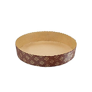 Decony 7" Disposable Round Pie Pans Brown and Gold Free-Standing Paper Baking Mold - 20 pc.