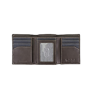Timberland Men's Canvas & Leather Trifold Wallet, Blue, One Size