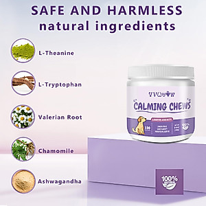 VVWVVW Calming Chews for Dogs 120PCs, Dog Calming Chews for Dog Anxiety Relief, Promote Relaxation, Aid with Separation, Barking and Sleeping, Natural Ingredients Calming Treats for Dogs