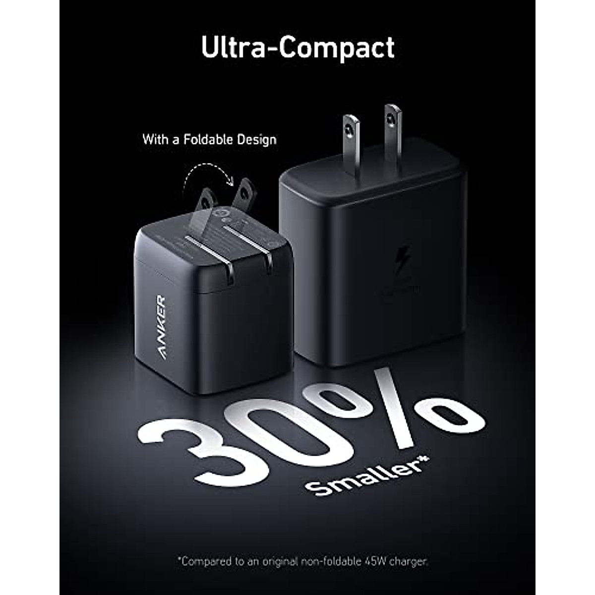 45W USB C Super Fast Charger, 313 Charger, Anker Ace Foldable PPS Fast Charger Supports Super Fast Charging 2.0 for Samsung Galaxy S23 Ultra, S23+/S23/S22/S21/S20/Note 20/Note 10, Cable Not Included