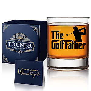 TOUNER The GolfFather Whiskey Glasses, Funny Gift For Dad Uncle Grandpa, Golf Gifts For Men, Drinking Gag Gifts For Men, Funny Golfing Gifts For Golf Lovers