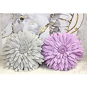 Flower Decorative Pillow - 3D Daisy Flower Pillow, Sunflower Throw Pillow -14.5 x 13 inch Round Decor Pillow - Flower Home Decorations - Couch & Bed Flower-Shaped Pillow (Case + Insert, Solid Lilac)
