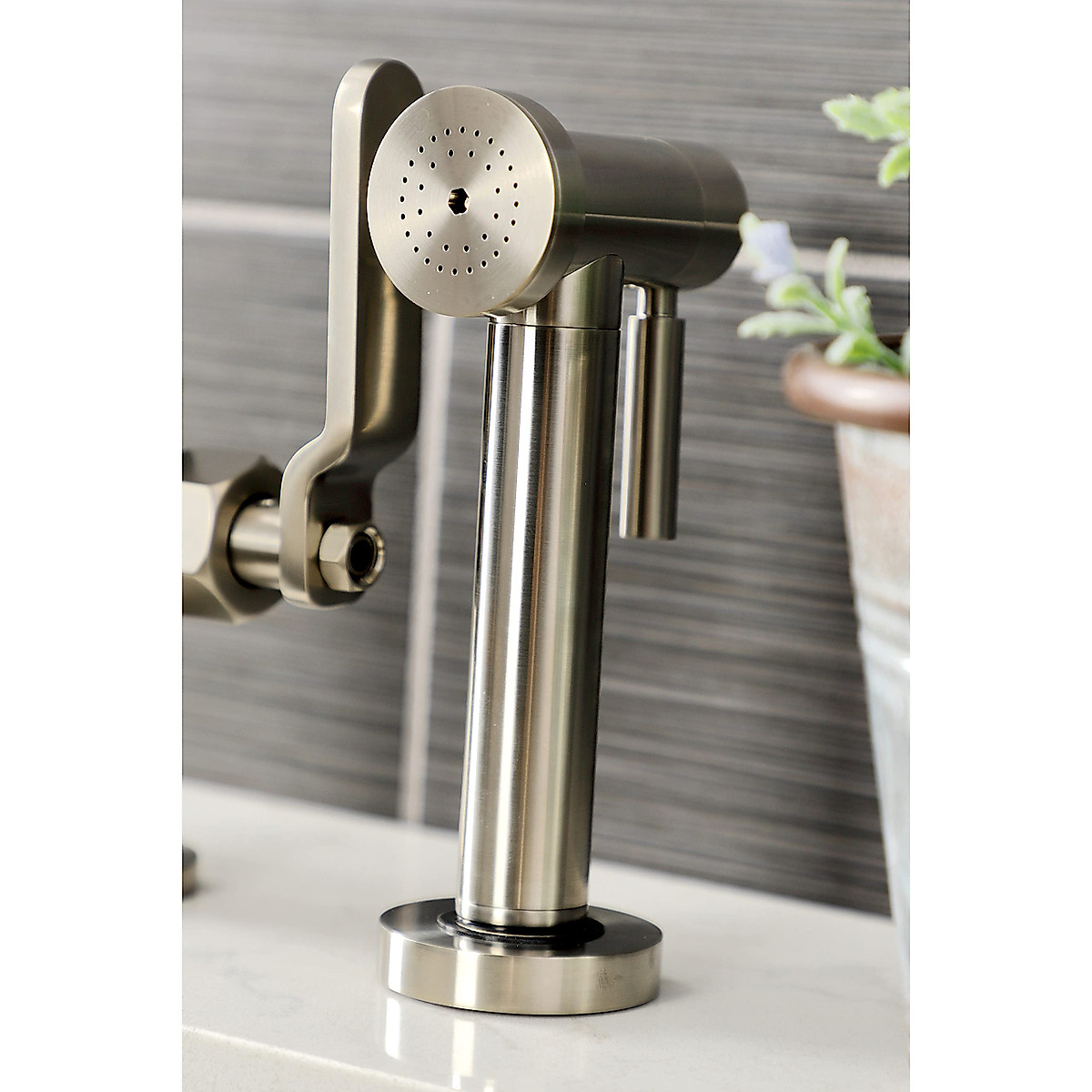 Kingston Brass KS2338KL Whitaker Bridge Kitchen Faucet, Brushed Nickel