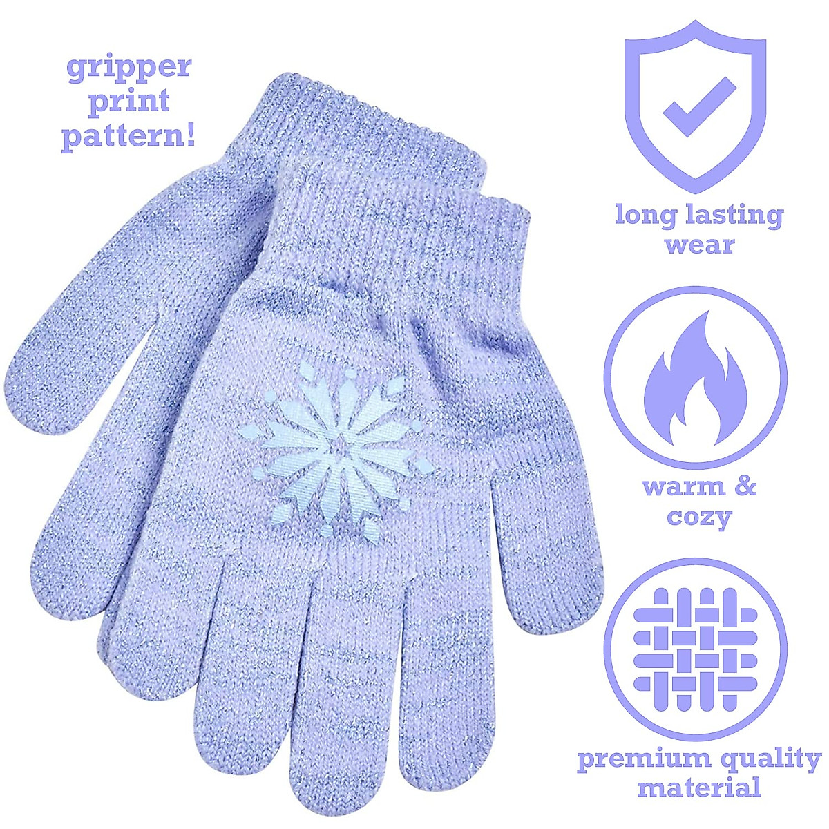 Disney Little Girls Frozen Elsa and Anna Beanie Hat and Gloves Cold Weather Set (Age 2-7), Size Age 4-7, Frozen Purple Gloves