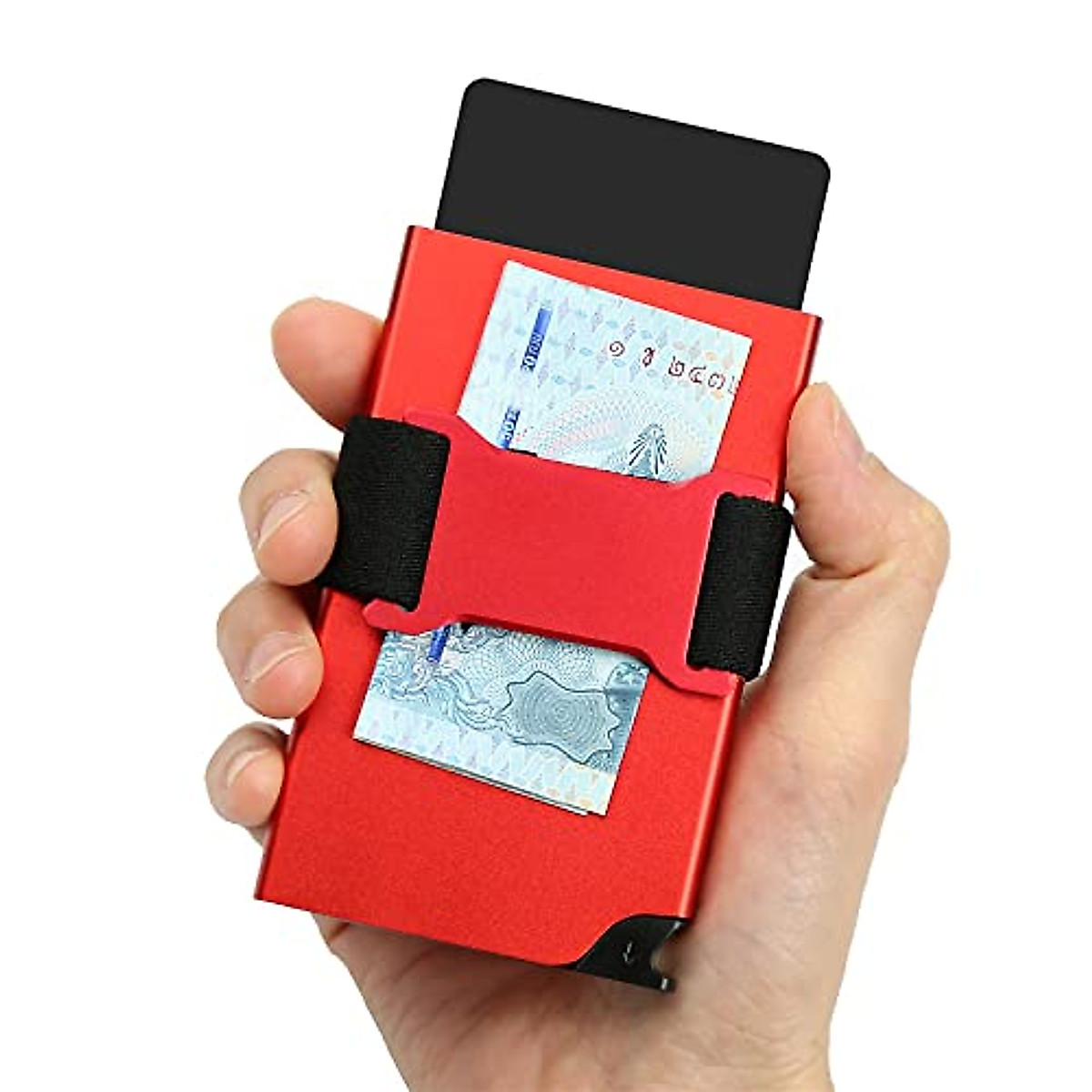 Le Vasty Womens Airtag Wallet, Slim Wallet for Women, RFID Blocking Pop Up Wallet Women, Aluminum Metal Card Holder Wallet for Women, Elegant Wallet with Airtag Holder with Cash Strap…