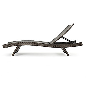Christopher Knight Home Thira Outdoor Wicker Chaise Lounge with Aluminum Frame, Mix Mocha