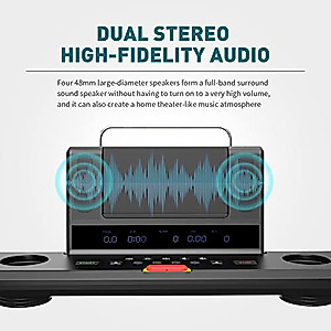 Folding Treadmill Exerciser Foldable Walk Running Machine Portable Treadmills for Home and Apartment LCD Display and Bluetooth Speaker No Assembly