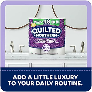 Quilted Northern Ultra Plush Toilet Paper, 12 Mega Rolls = 48 Regular Rolls, 3-Ply Bath Tissue