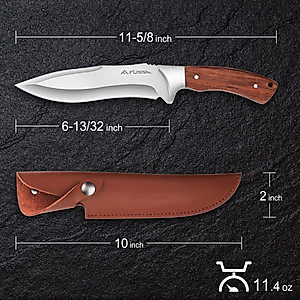 FLISSA Hunting Knife with Leather Sheath and 11'' Machete