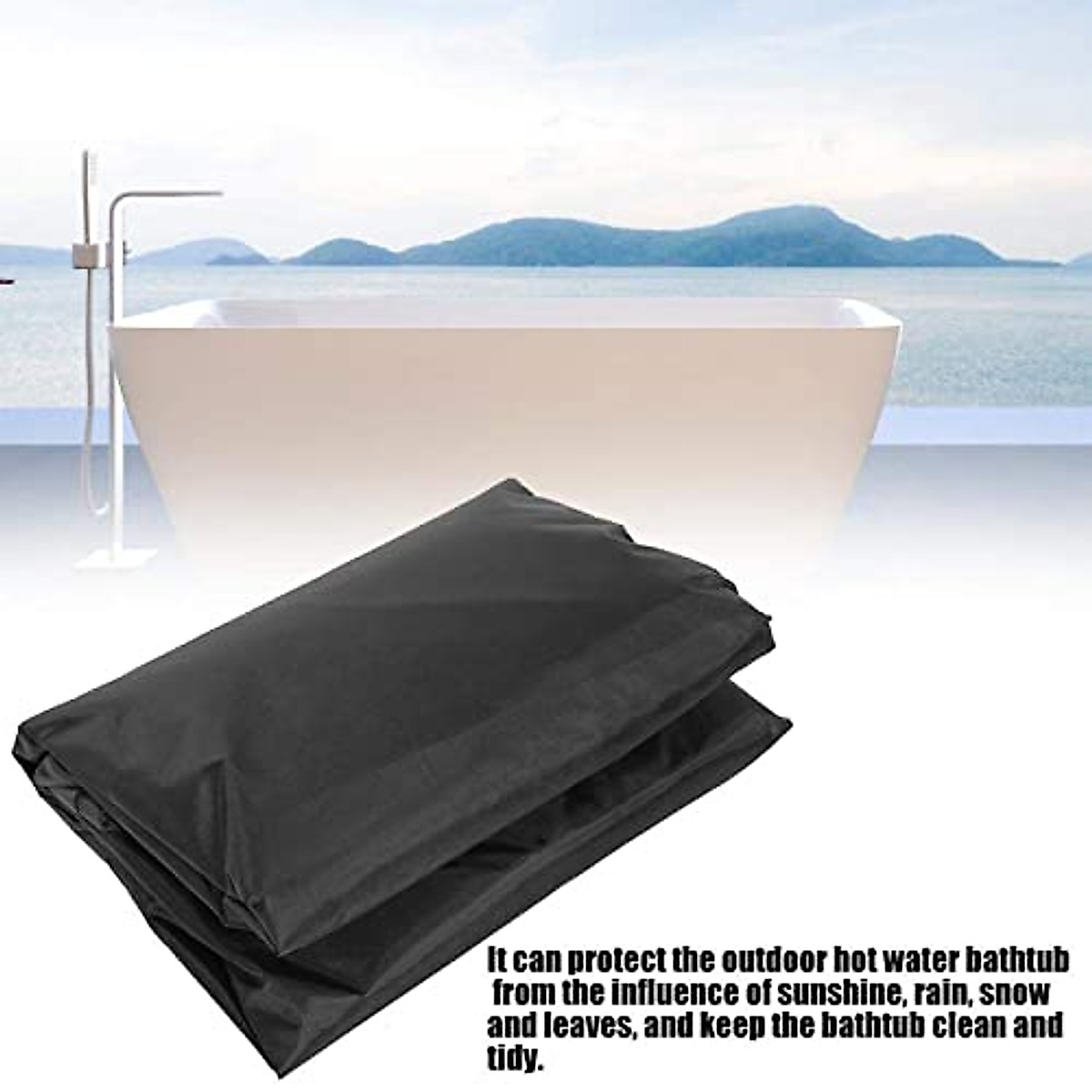 NIMOSA Hot Tub Cover Square, Hot Tub Cover Lazy SPA Waterproof Outdoor Garden Hot Tub Cover Swimming Pool Cover Multiple Sizes to Choice,Black,207x207x30cm