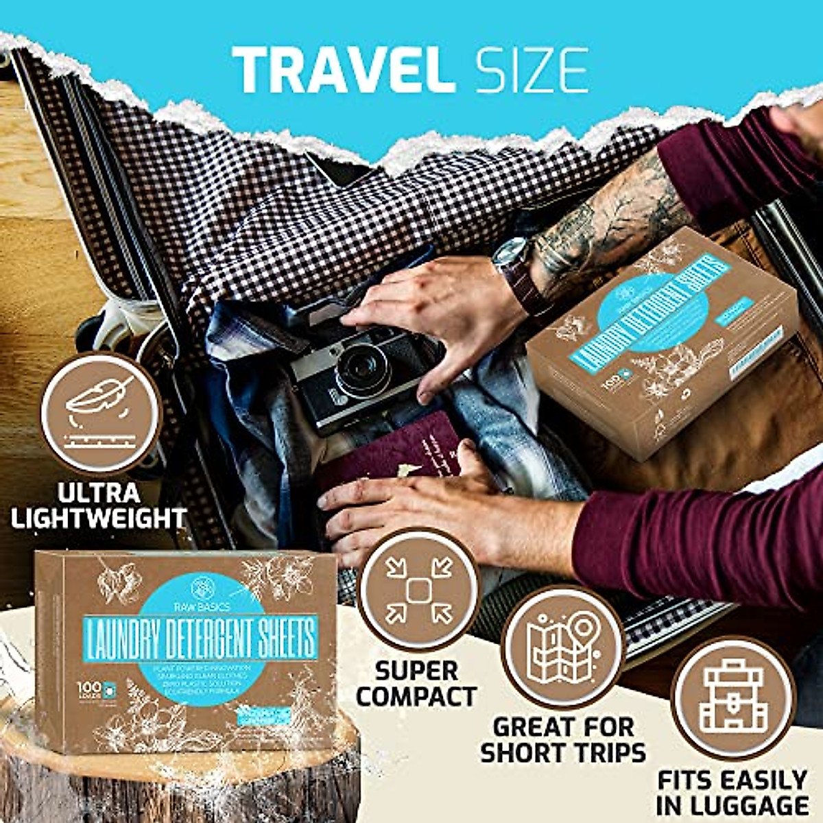 Laundry Sheets, 100 Loads - Zero Waste, Plastic and Scent Free, Natural Soap Detergent - Unscented Travel Size Essentials for Washing Clothes