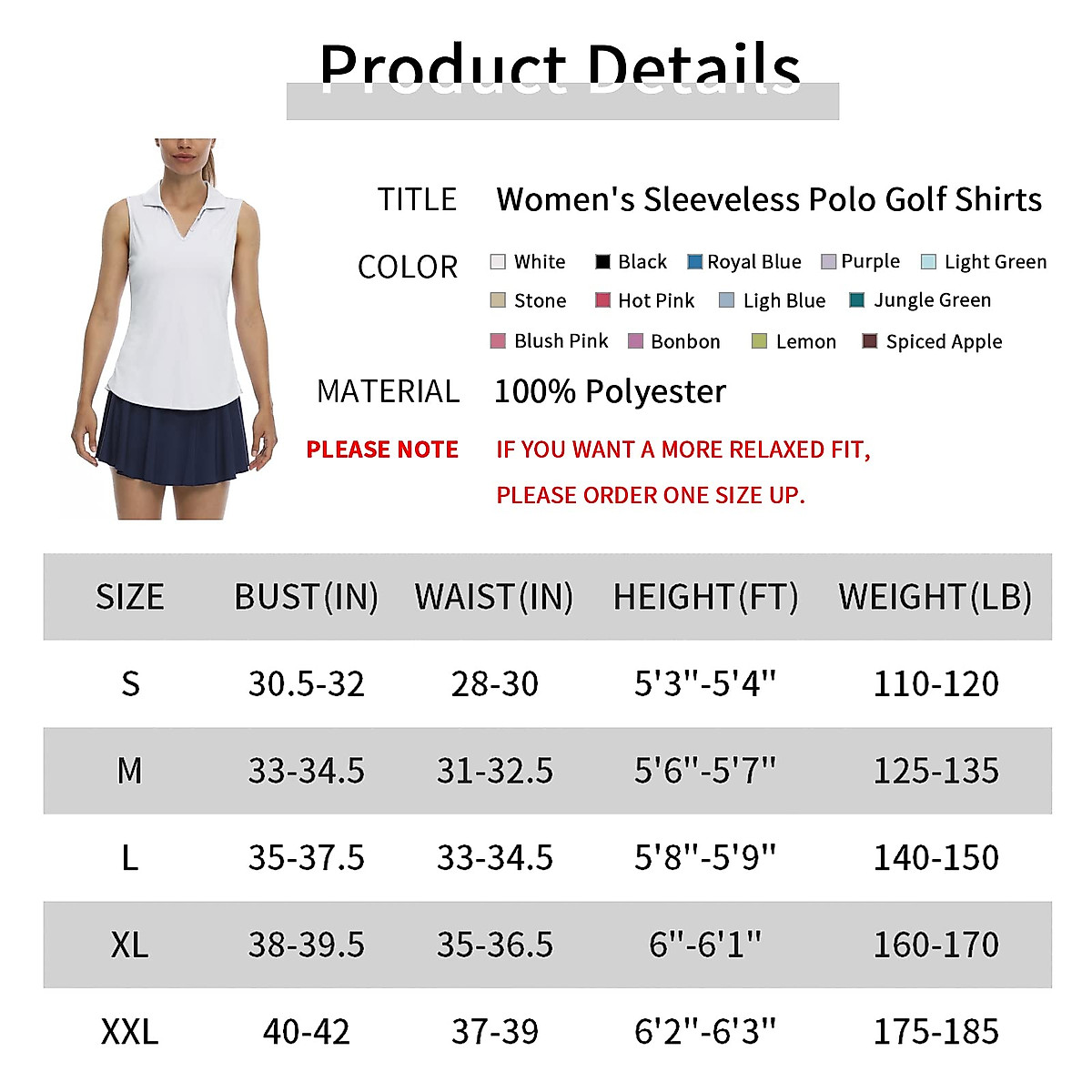 LastFor1 Women's Sleeveless Polo Golf Shirts Quick Dry 50+ UV Protection V-Neck with Collar Lightweight Tennis Tank Tops White L