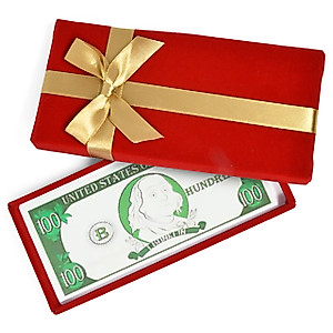 Christmas Cash Card Gift Box Holder Pack of 6 Red Velvet with Gold Bow Holiday Gifts Greeting Cards Present Wrap Rectangle Boxes Money Holders Party Favor Decor for Wedding Xmas Party Decorations