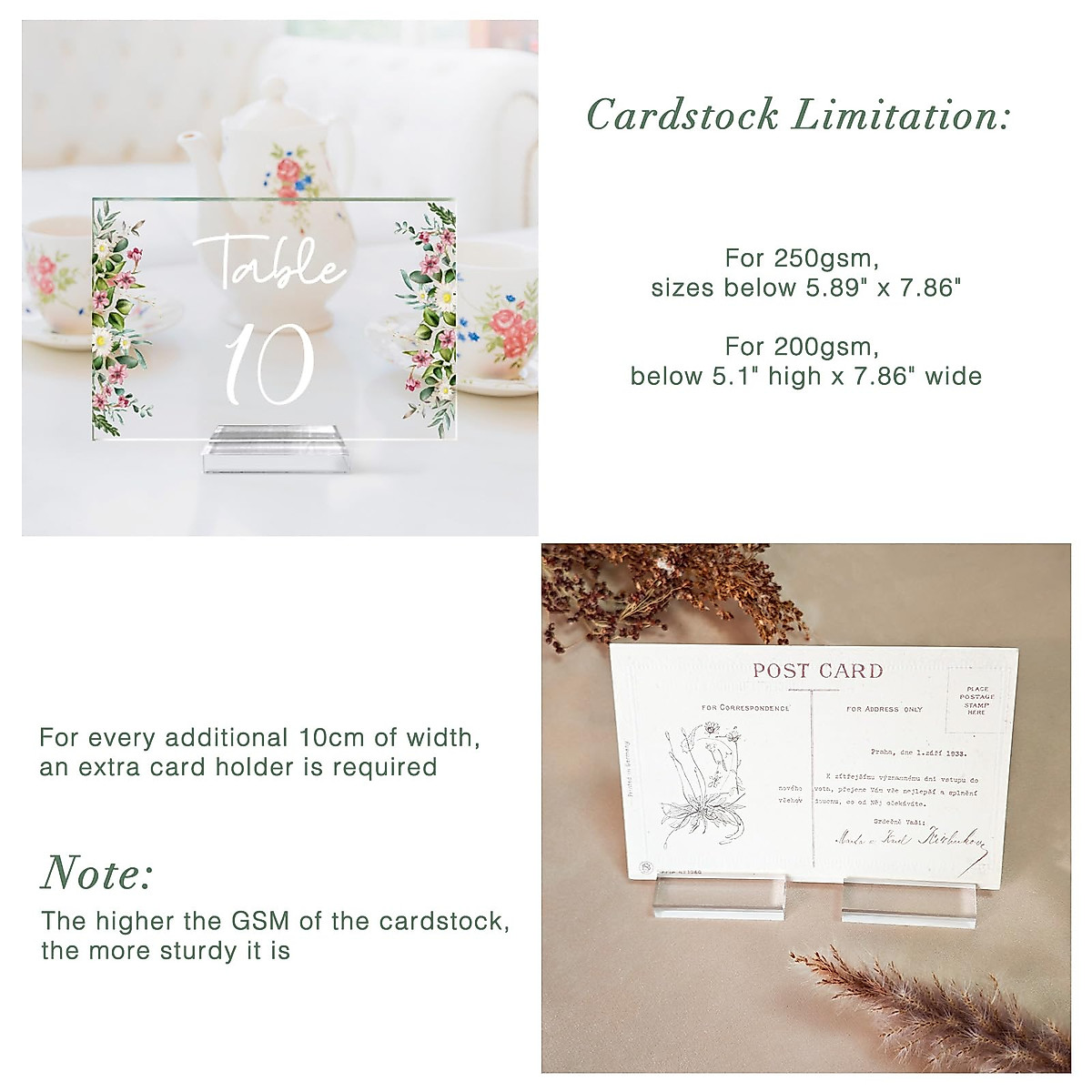 OurWarm 20 Pack Acrylic Sign Holders with Slot, Clear Acrylic Stands for Display, 3*5 cm Place Card Holders Perfect for Wedding, Table Number, Exhibition, Office, Restaurant, Business