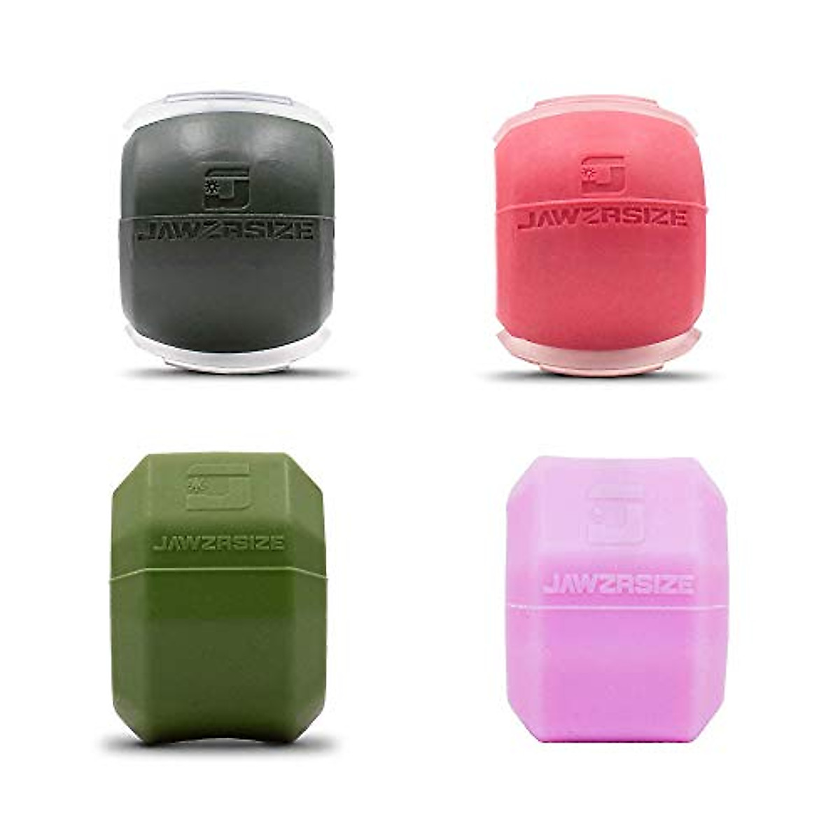 Jawzrsize Athletic Bundle Jaw Enhancer - Jaw, Face, and Neck Exerciser, Helps Reduce Stress and Cravings - Facial Exercise (Pop N Go & Custom Fit (Beg., Int., & Elite), Pink and Green)