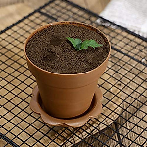 Housoutil Dessert Cups 20pcs Mini Dessert Cup, Plastic Flowerpot Cake Cups with Dome Lid, Bottom Tray and Shovel Spoon, Small Flower Pot Ice Cream Cups for Pudding Mousse DIY Baking Flower Pot Cupcake