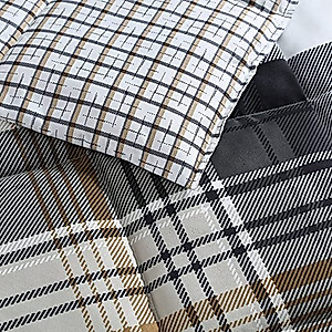 Eddie Bauer - Queen Comforter Set, Plaid Reversible Bedding, Stylish & Warm Home Decor (Normandy Grey, Queen),Grey/White/Beige