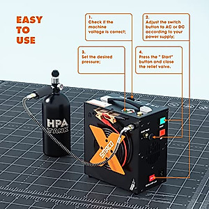 PCP Air Compressor 4500Psi/30Mpa High Pressure Air Compressor for Paintball/Scuba Tank, Oil-Free & No-noise & Auto-Shut off Air Compressors for Air Rifle/PCP Air-Gun, Powered by 12V DC or 110V-220V AC