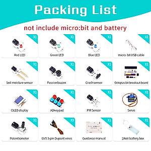 ELECFREAKS microbit Tinker Kit for Kid Micro:bit Sensor Starter Kit with 35 Projects, DIY Programming STEM kit with Basic Coding Electronics Modules and Wiki Tutorial(Without Micro:bit)
