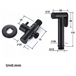 MINJING Toilet Bidet Sprayer Black, Brass Handheld Shower Bidet, Wall Mounted Bidet Faucet, Single Cold Water, Portable Bidet Shower for Feminine Hygiene