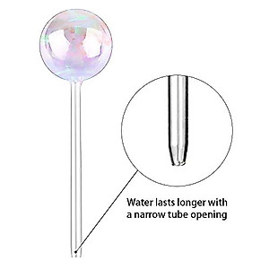 [2 PCS] Light Iridescent Rainbow Gradient Color Clear Glass Self-Watering System Spikes, Aqua Globes Automatic Plant Waterer Bulbs