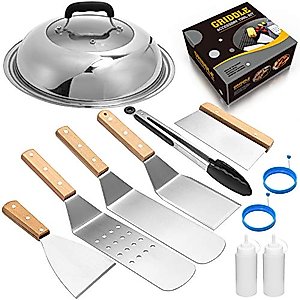 KITOOLBASE Griddle Accessories Compatible with Blackstone, Black Stone and Camp Chef, Flat Top Grill Accessories Kit, Outdoor Grille Accessories Set BBQ Tools with Griddle Spatula