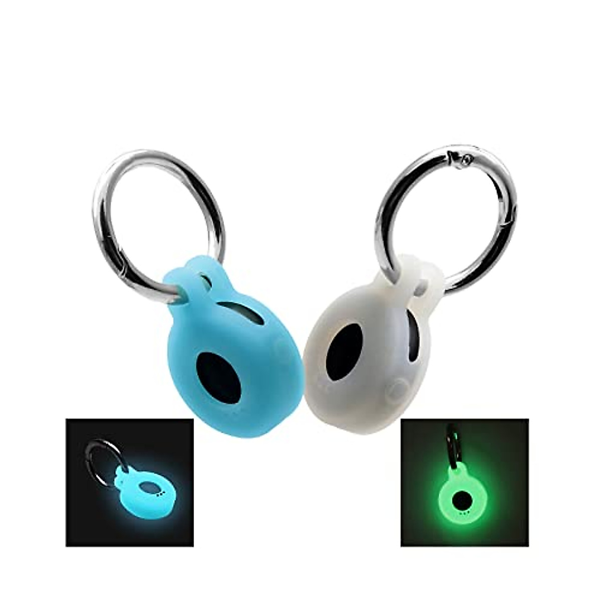 Compatible for Tile Sticker Keychain Holder,(Glow in The Dark) Slicone Sticker 2022 Tracker Case Cover for Tile Sticker Pet Collar Holder,Birthday Party Supplies Gift to Family,Glow Blue Glow Green