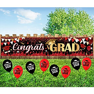 Red Banner Balloons Set Graduation Decorations Class of 2023 Congrats Grad Banner For High School Grad Party Decorations 2023