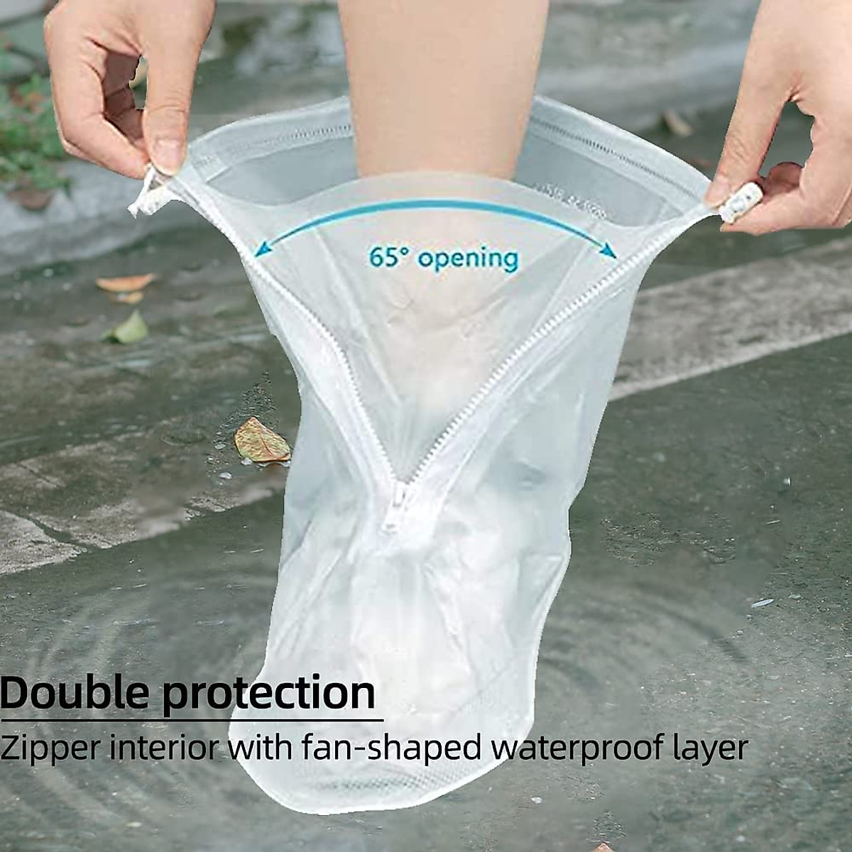 Waterproof Shoes Cover, Rain Boot Shoe Covers, Reusable Women Men PVC Rubber Sole Overshoes Galoshes Protectors for Cycling Camping Travel (XXL, White)