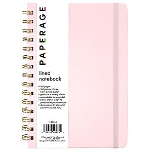 PAPERAGE Lined Spiral Journal Notebook, (Blush), 160 Pages, Medium 5.7 inches x 8 inches - 100 GSM Thick Paper, Hardcover, Double-Wire Spiral Journal & Notebook