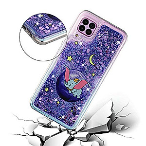OOPKINS Glitter Liquid Case for Huawei P40 Lite for Girl Sparkle Floating Shiny Quicksand Clear Soft TPU Silicone Shockproof Protective Bumper Thin Cover for Huawei P40 Lite Dream Dumbo HIX