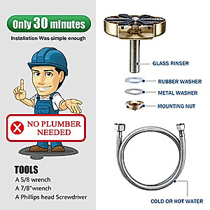 Kitchen Sink Glass Rinser,Faucet Glass Rinser for Kitchen Sinks,stainless steel Bottle Washer,Bar Glass Rinser,Kitchen Sink Accessories,Cup Rinser Bottle Washer (Brushed Gold)