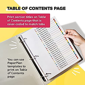 Alphabet Binder Dividers for 3 Ring Binder (3 Sets x 26 Tabs) Binder Tabs Dividers - 3 Ring Binder Dividers with Tabs - Tabs for Binders with Table of Contents Page - ABC A-Z Dividers // Paper Plan