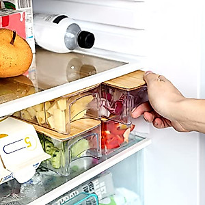 Cutting Board with Containers, Veelink Large Bamboo Wood Chopping Storage Station with 4 Trays and Lids Graters Set for Easy Food Prep and Clean Home Kitchen