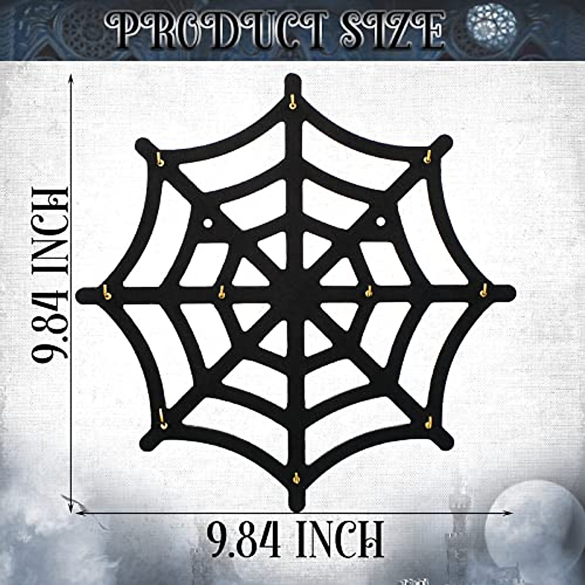 Glenmal Gothic Earring Stand Jewelry Holder Black Key Holder Halloween Bedroom Decor Mount Hanger Decor Organizer for Kitchen Room Home Front Door Entryway Display (Spider Web)