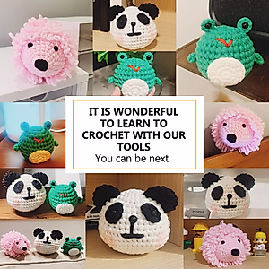 XSEINO Crochet Kit for Beginners - Crochet Start Kit with Step-by-Step Video Tutorials - Learn to Crochet Kits for Adults and Kids - Panda, Frog, Hedgehog