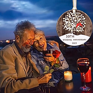 50th Anniversary Wedding Ornament 2023 Christmas Hanging for Couple, 50th Wedding Anniversary Present 50th Wedding Gifts 50th Anniversary Christmas Ornaments - 50th Anniversary Keepsake