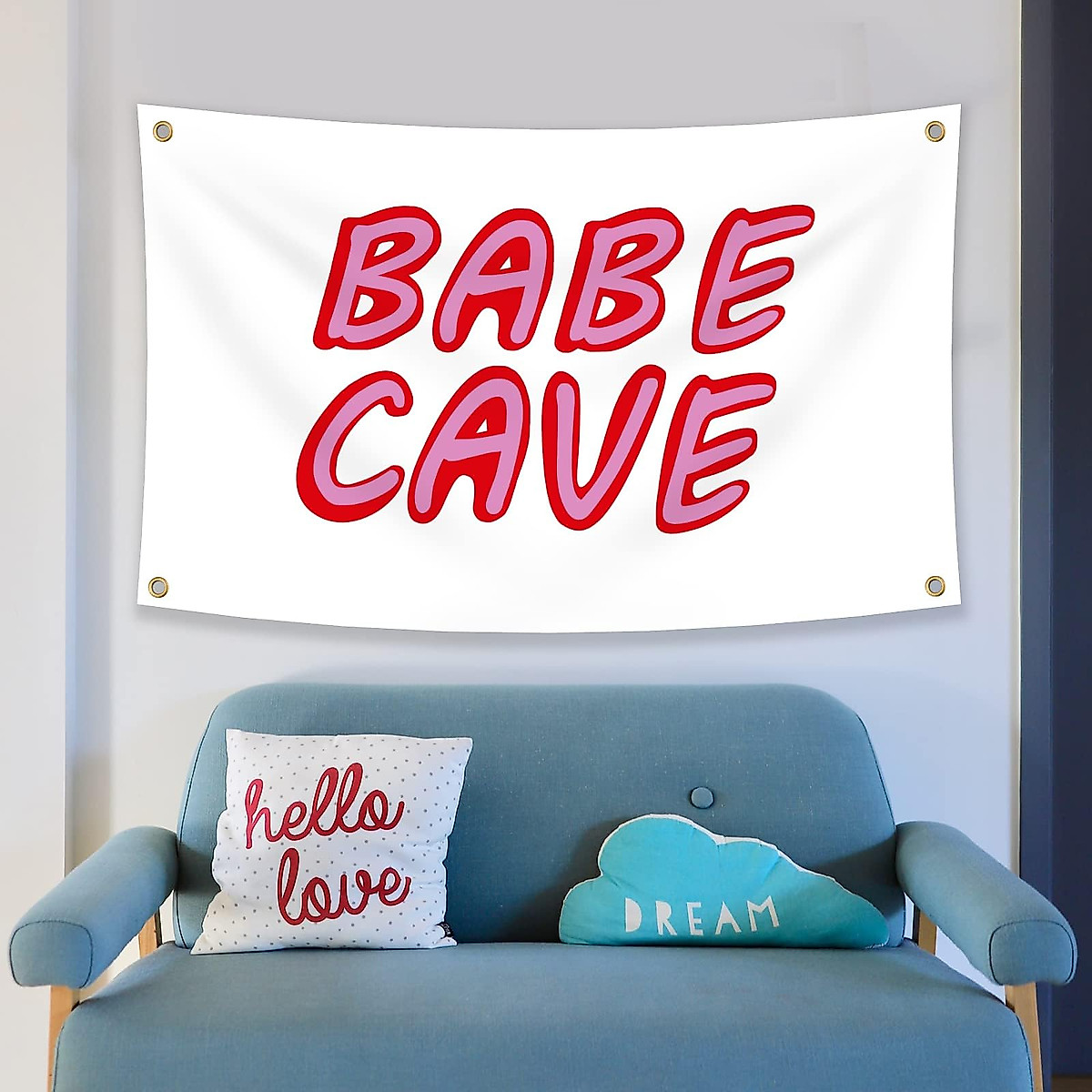 Babe Cave Flag 3x5 Feet Flag Funny Poster Durable Man Cave Wall Flag with 4 Brass Grommets This beautiful entertaining banner flag for College Dorm Room Decor,Outdoor, events, festivals..