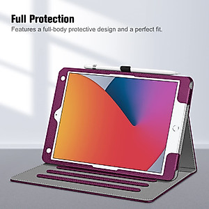 Fintie Case for iPad 9th / 8th / 7th Generation (2021/2020/2019) 10.2 Inch - [Corner Protection] Multi-Angle Viewing Stand Cover with Pocket & Pencil Holder, Auto Sleep Wake, Purple