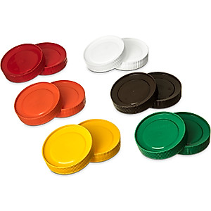 Carlisle FoodService Products Stor N' Pour Plastic Replacement Cap, Container Cap, Bar Supplies With Color Cordinated For Bar, 3.5 Diameter, Assorted, (Pack of 12)